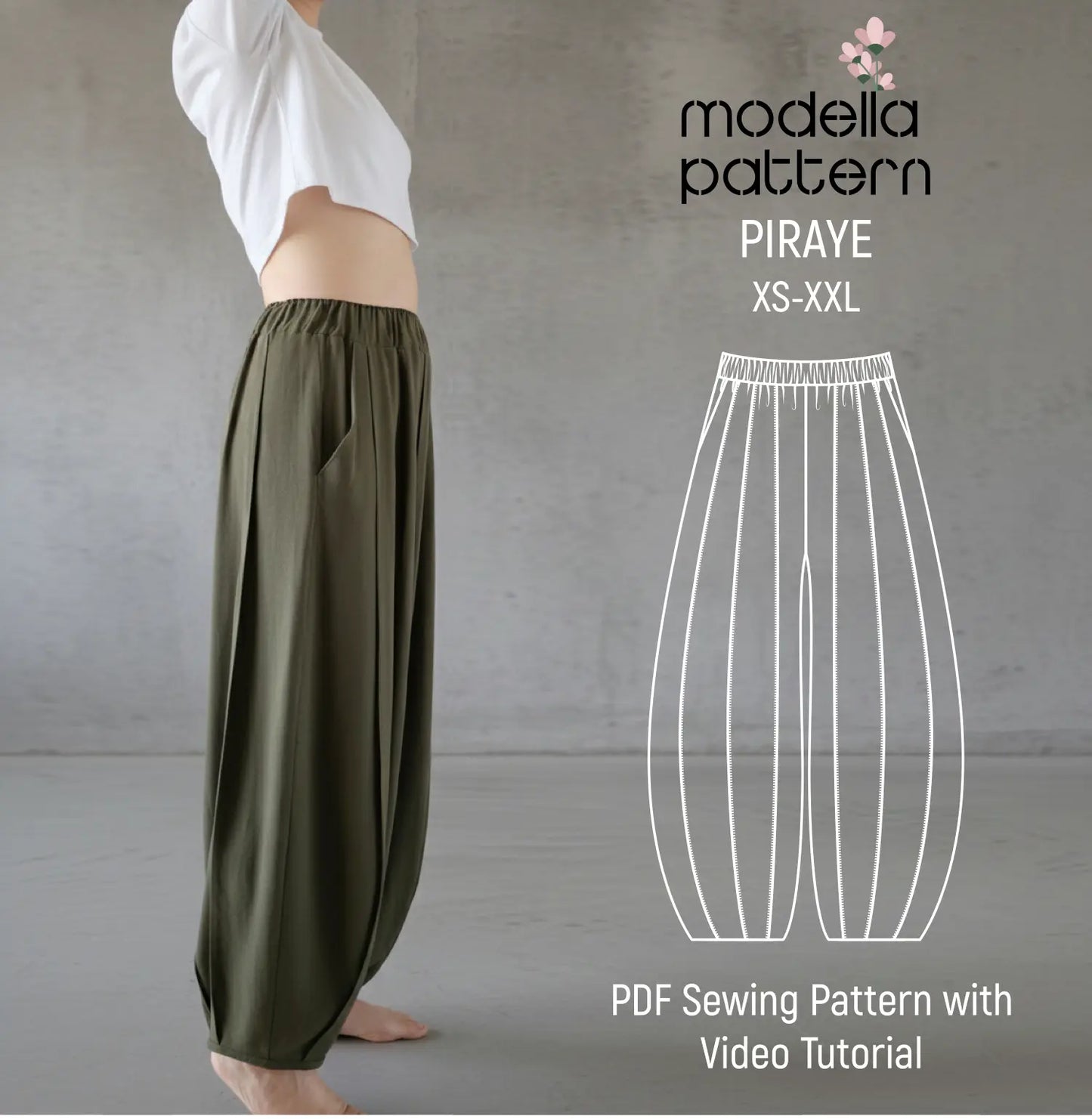 Piraye Segmented Yoga Pants Sewing Pattern | XS–XXL | Relaxed Fit, Dro ...